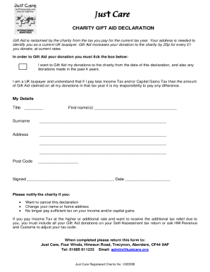 Fillable Online Claiming Gift Aid as a charity or CASC: Gift Aid ...