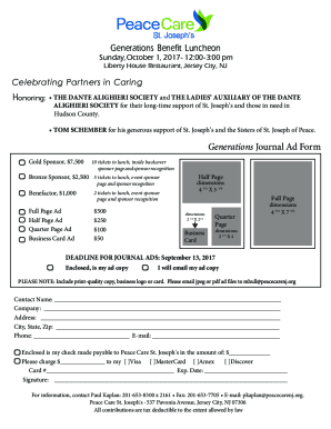 Fillable Online 2016 Generations Journal Ad Form Fax Email Print ...