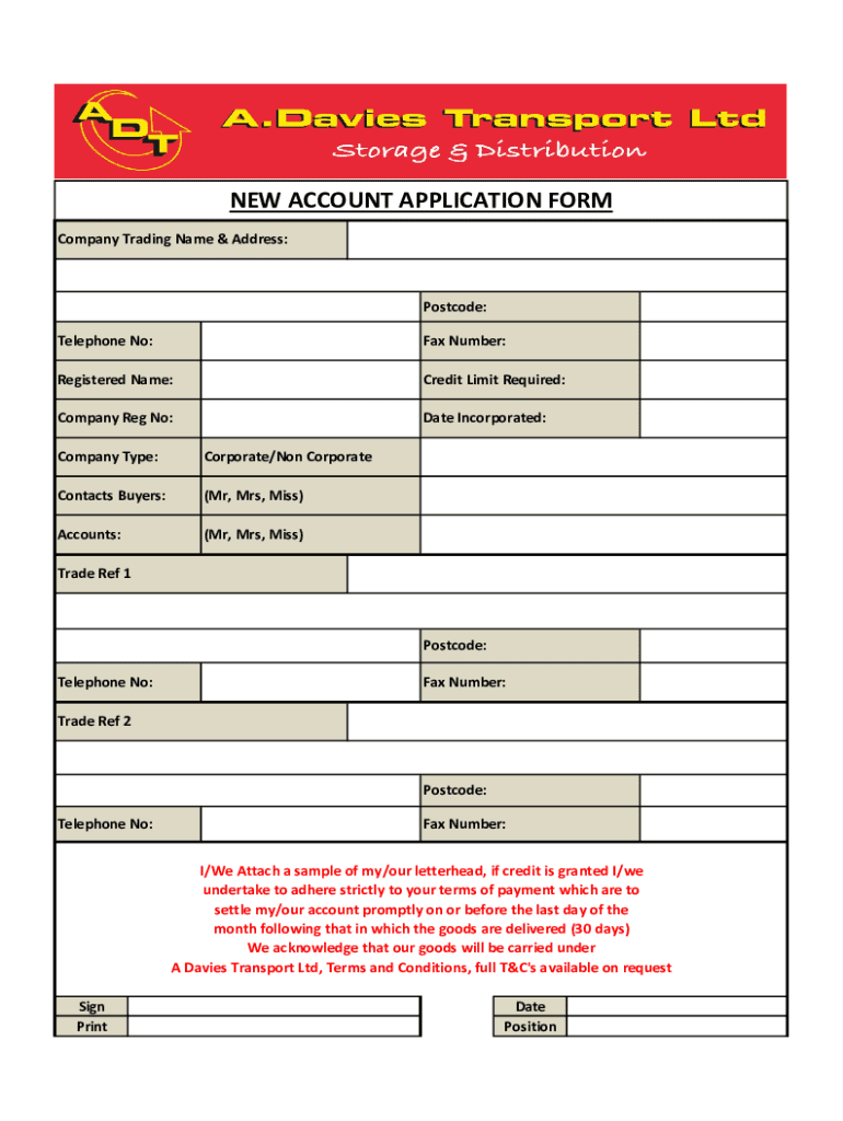 Fillable Online St Michaels Services Lt CREDIT ACCOUNT APPLICATION FORM ...