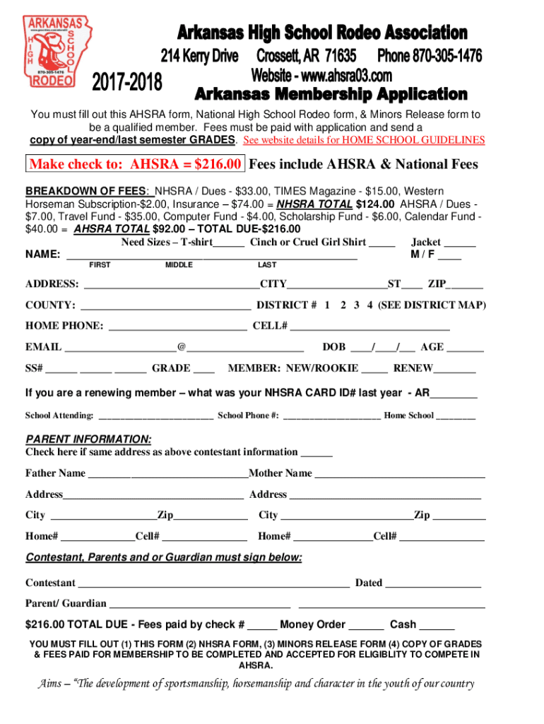 Fillable Online You must fill out this AHSRA form, National High School ...