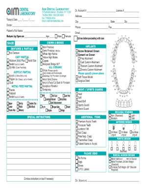 Fillable Online AIM DENTAL LABORATORY Fax Email Print - pdfFiller