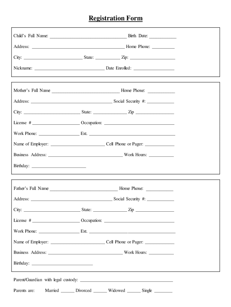 Fillable Online Registration Form - The Daycare Lady Fax Email Print ...
