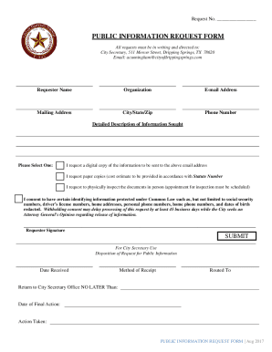Fillable Online Public Information Request Form - City of Dripping ...