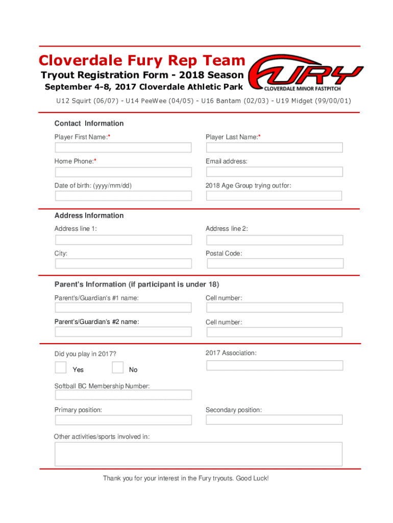 Fillable Online Fury FC - Forms - Fury Futbol Club Fax Email Print ...