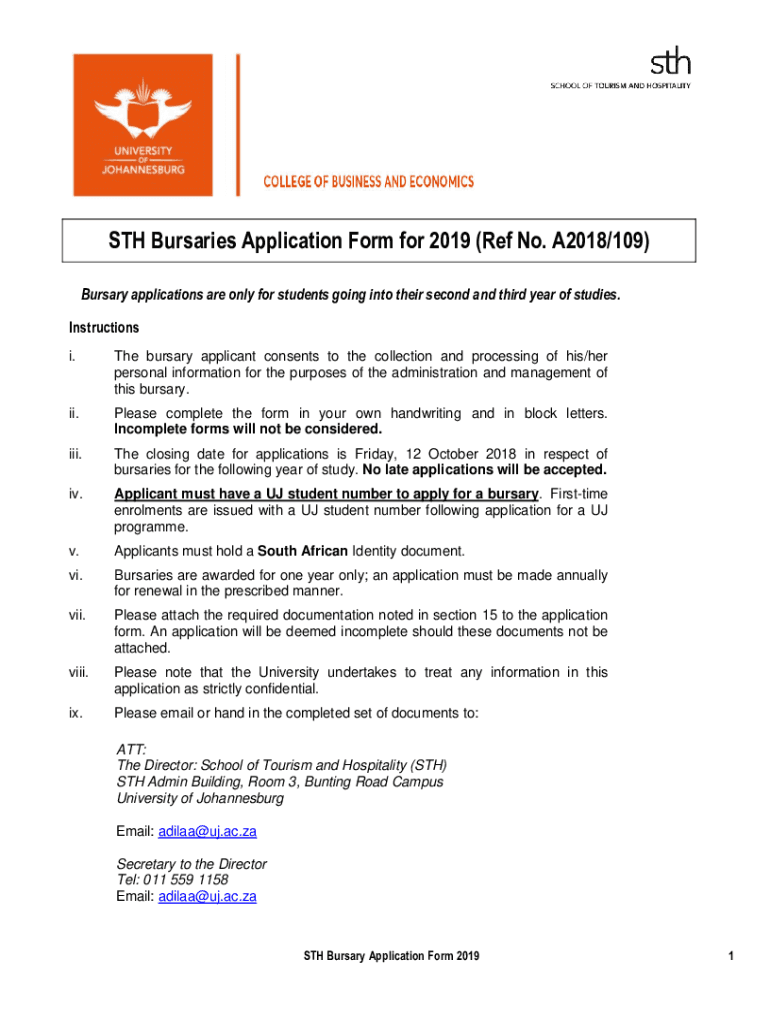 Fillable Online APPLICATION FORM FOR BURSARY - Bursaries Portal Fax Email Print - pdfFiller
