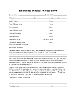 Fillable Online Emergency Medical Release Form.docx Fax Email Print ...