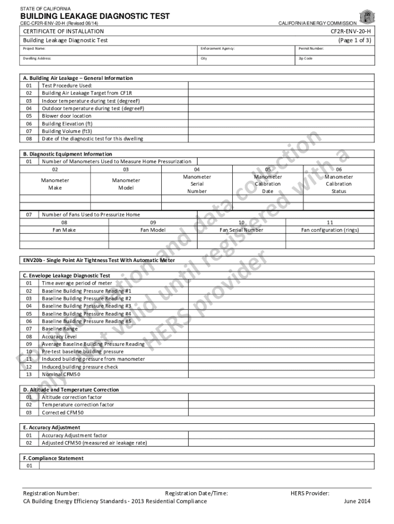 Fillable Online PDF DUCT LEAKAGE DIAGNOSTIC TEST - Energy Code Ace Fax ...