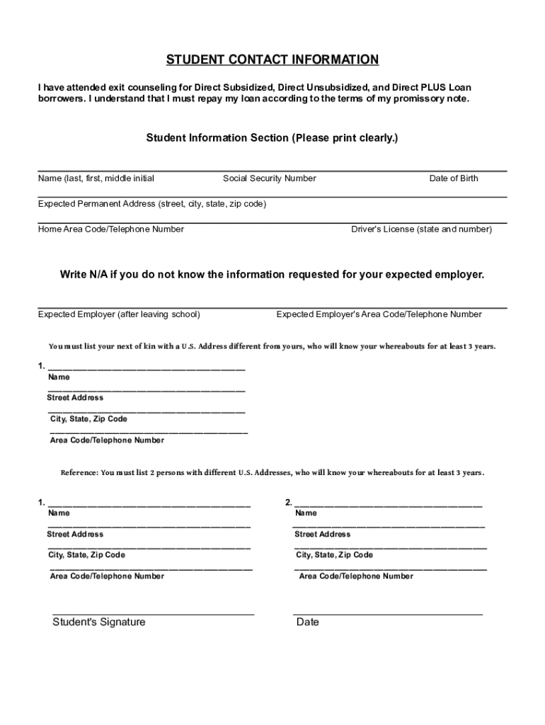 Fillable Online Direct Loan Exit Counseling Guide - Student Aid Fax ...