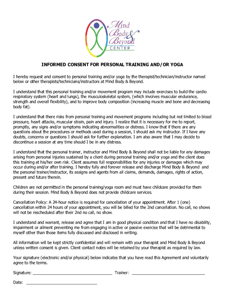 Fillable Online Informed Consent for Participation in a Health and ...