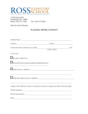 Fillable Online Walking Home Consent Form 16-17.docx Fax Email Print ...