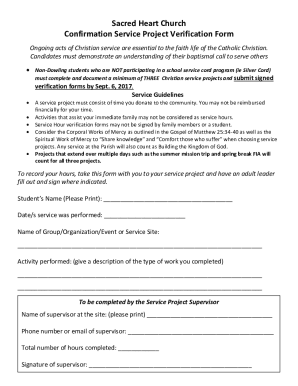 Fillable Online Confirmation Service Project Verification Form Fax ...