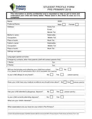 Fillable Online Student Profile Form TemplateEducation World Fax Email ...
