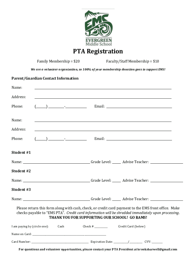 Fillable Online PTA registration form.docx Fax Email Print - pdfFiller