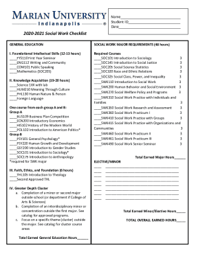 Fillable Online School of Social Work BA Application Checklist Fax ...