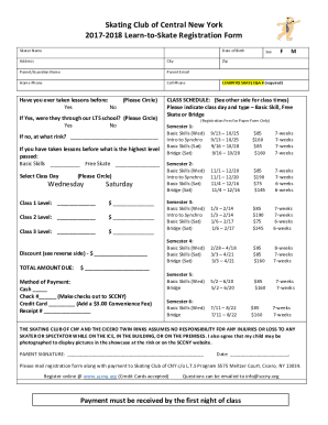Fillable Online 2017-2018 Learn-to-Skate Registration Form Fax Email ...