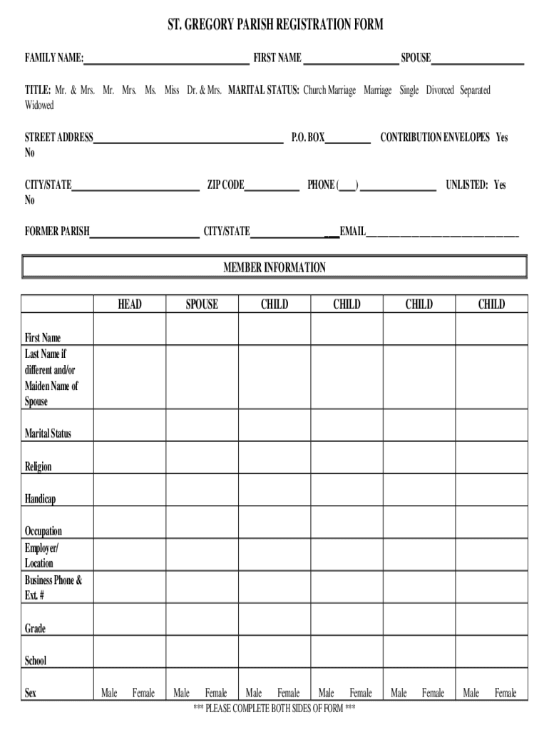 Fillable Online HOLY ROSARY PARISH REGISTRATION FORM Fax Email Print - pdfFiller