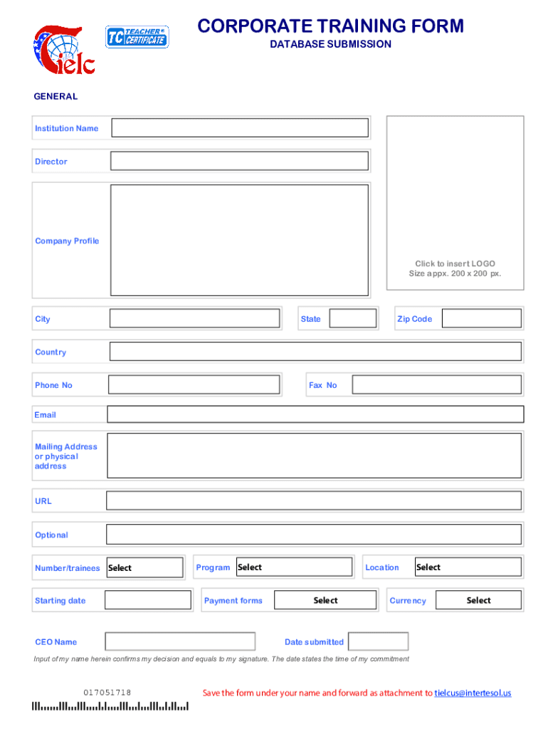 Fillable Online CORPORATE TRAINING FORM Fax Email Print - pdfFiller
