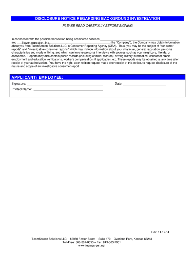 Fillable Online NOTICE REGARDING BACKGROUND INVESTIGATION - General Fax ...