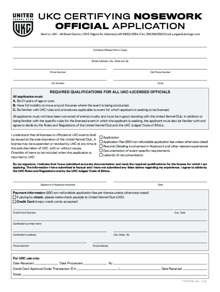 Fillable Online Fillable Online APPLICATION FOR UKC J MEMBERSHIP ...