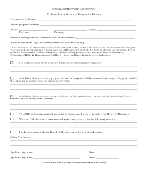 Fillable Online Violation Letter Dispute or Request for Hearing Fax ...