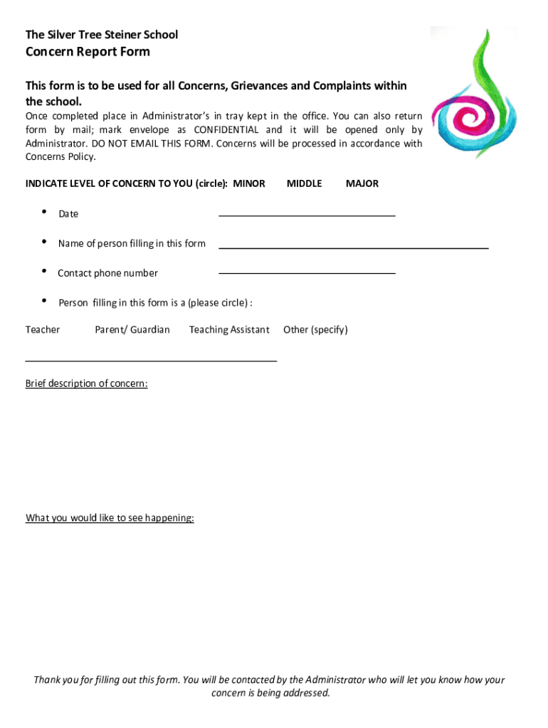 Fillable Online Concern Report Form Fax Email Print - pdfFiller