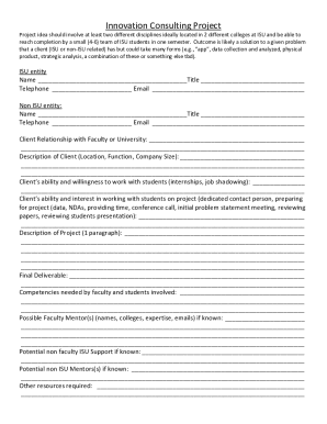 Fillable Online Project Intake Form - Innovation Consulting Community ...