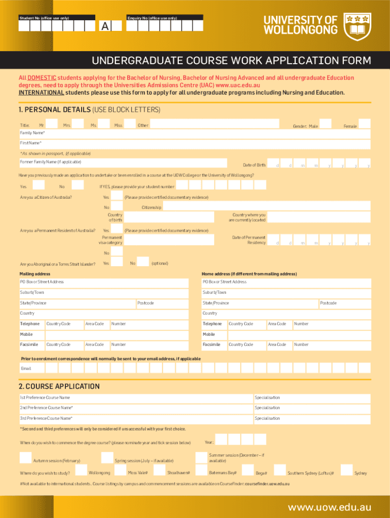 Fillable Online degrees, need to apply through the Universities Admissions Centre (UAC) www Fax ...