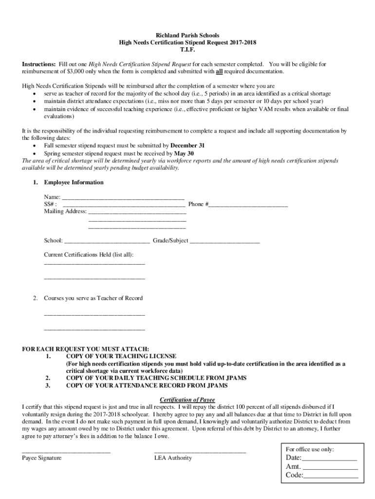 Fillable Online Payee Signature LEA Authority Date: Amt. - Richland ...