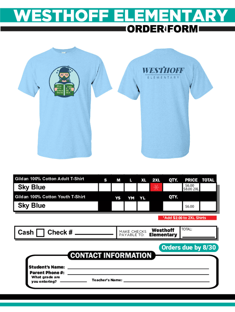 Fillable Online Westhoff Elementary 2016 Order Form Fax Email Print ...