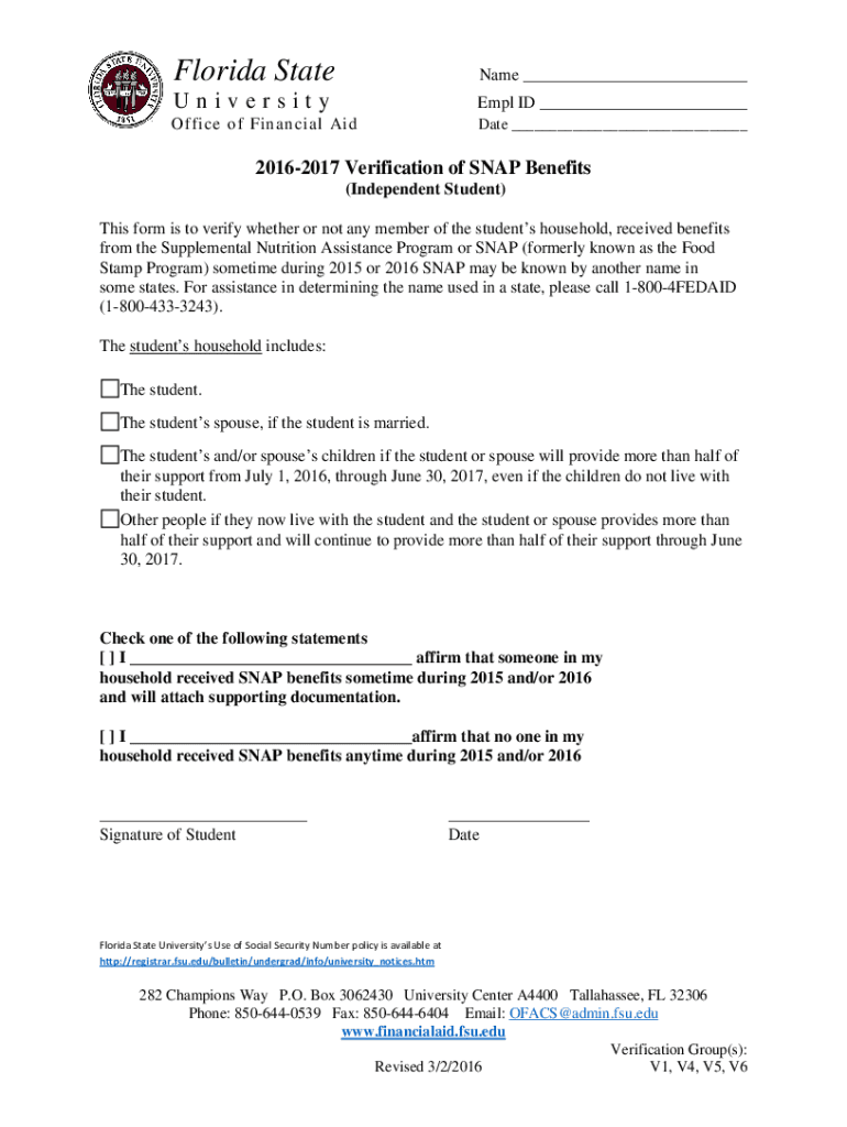 Fillable Online financialaid fsu 2016-2017 NONFILER STUDENT STATEMENT ...