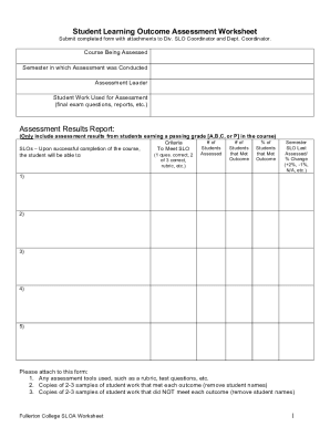 Fillable Online slo fullcoll SLOA Report Form.doc Fax Email Print ...