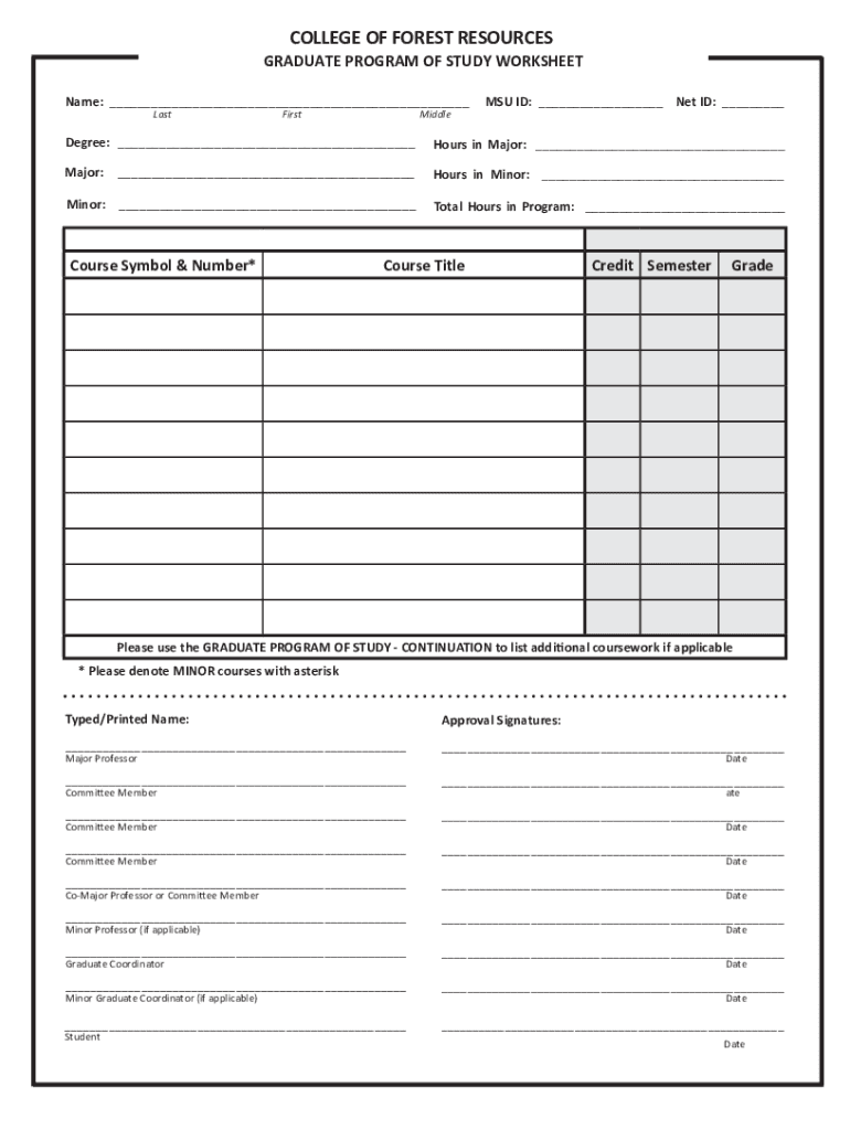 Fillable Online cfr msstate Course Symbol & Number* Course Title Credit Semester Grade Fax Email ...
