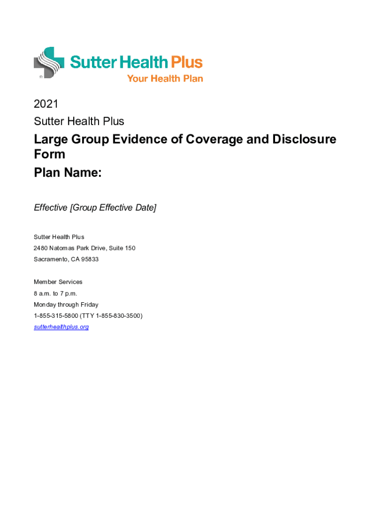 Fillable Online 2021 Employee Enrollment/Change Form - Sutter Health ...
