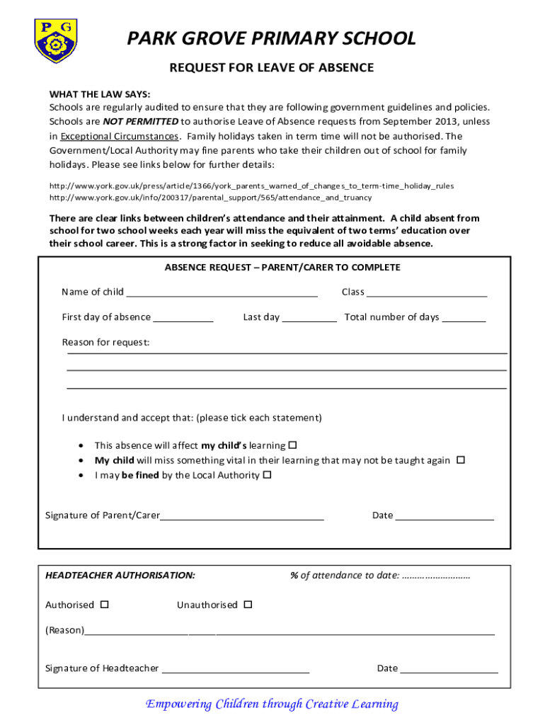 Fillable Online REQUEST FOR LEAVE OF ABSENCE OR FAMILY HOLIDAY Fax ...