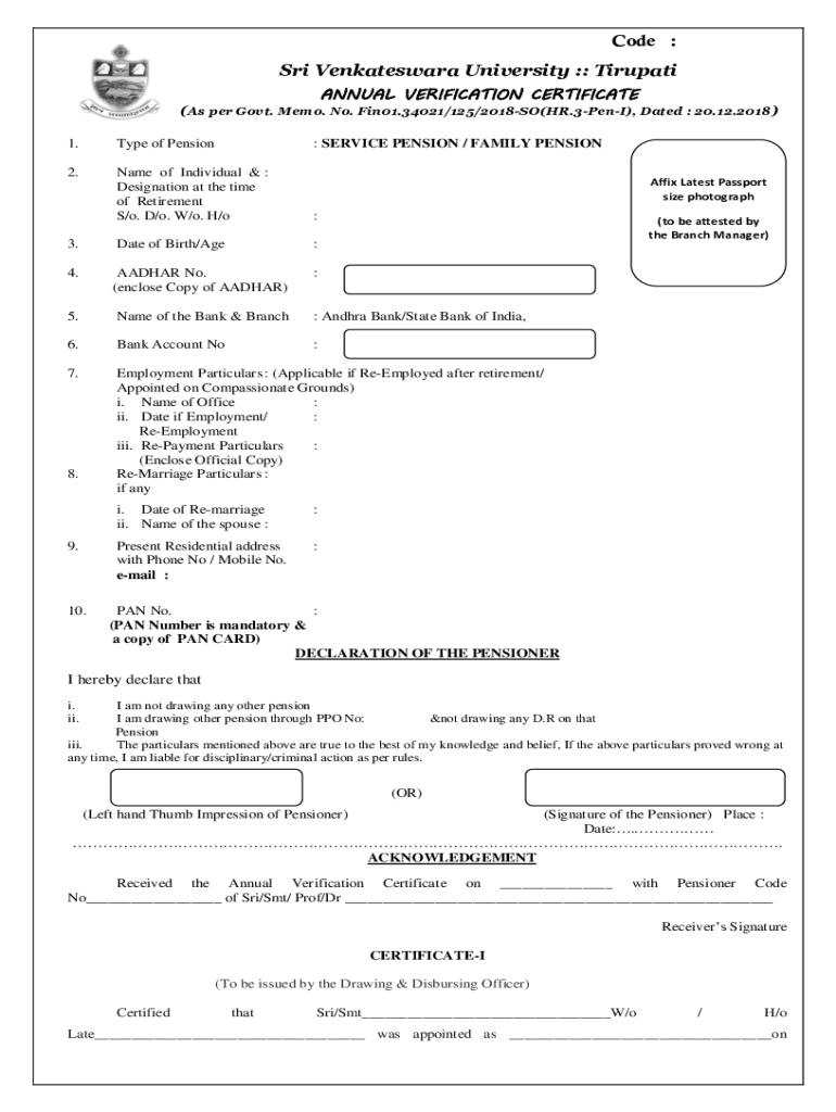 Fillable Online ANNUAL VERIFICATION CERTIFICATE Fax Email Print - pdfFiller Fillable Online ANNUAL VERIFICATION CERTIFICATE Fax Email Print - pdfFiller
