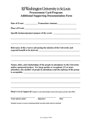 Fillable Online financialservices wustl Additional Supporting ...