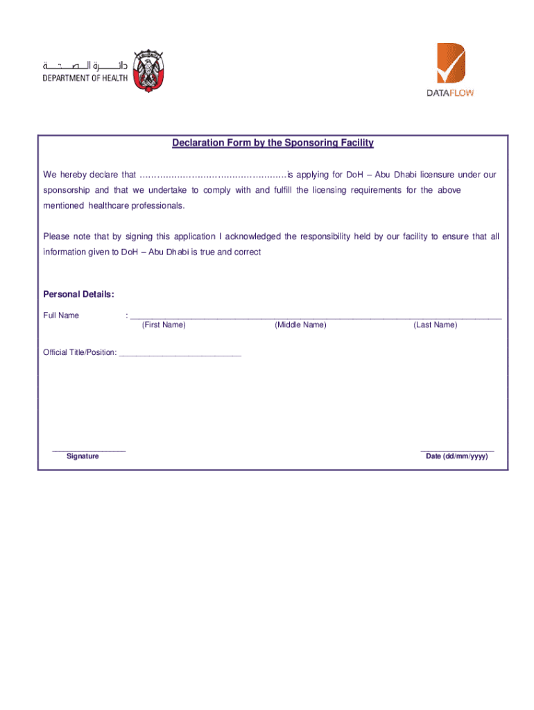 Fillable Online Declaration Form by the Sponsoring Facility Fax Email Print - pdfFiller