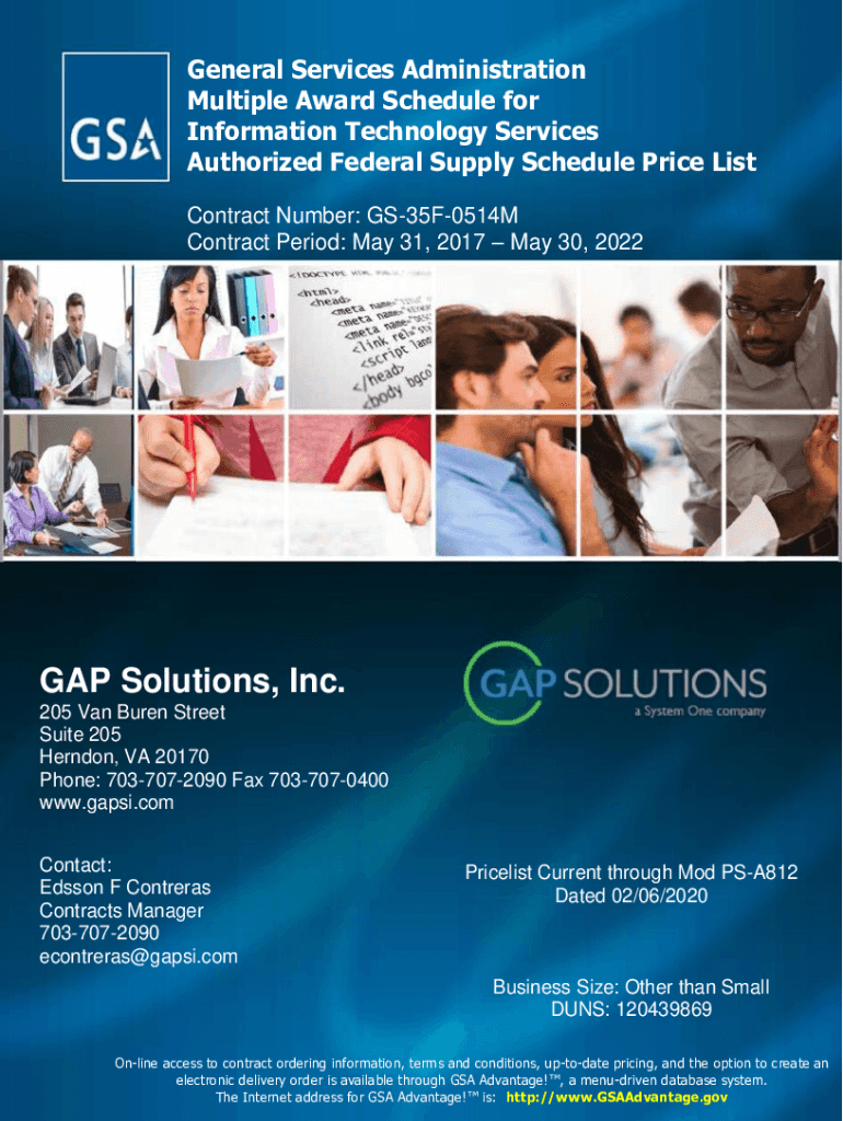 Fillable Online General Services Administration (GSA) Multiple Award Schedule (MAS) Contract ...