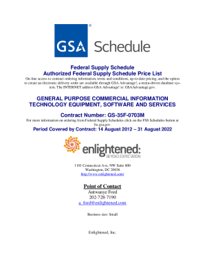 Fillable Online Federal Supply Schedule Authorized Federal Supply ...