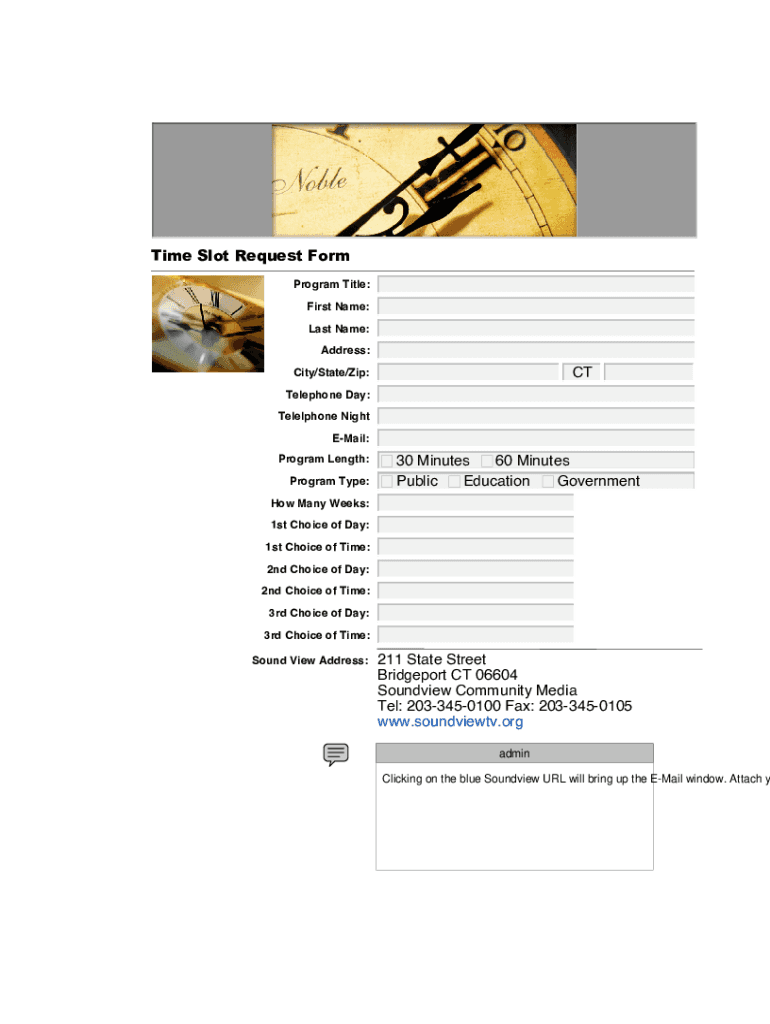 Fillable Online Time Slot Request Form Fax Email Print - pdfFiller