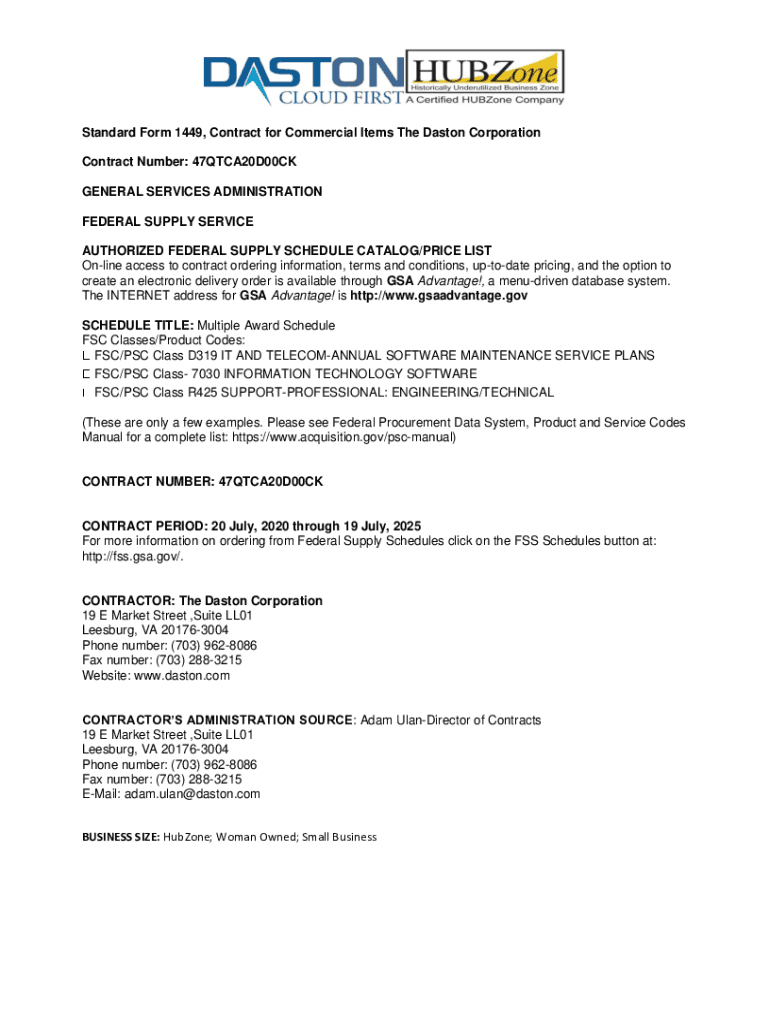 Fillable Online Standard Form 1449, Contract for Commercial Items The ...