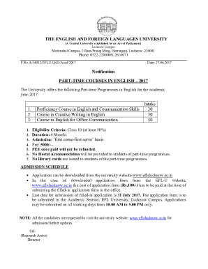 Fillable Online eflulucknow ac Application Form Proficiency Course in ...
