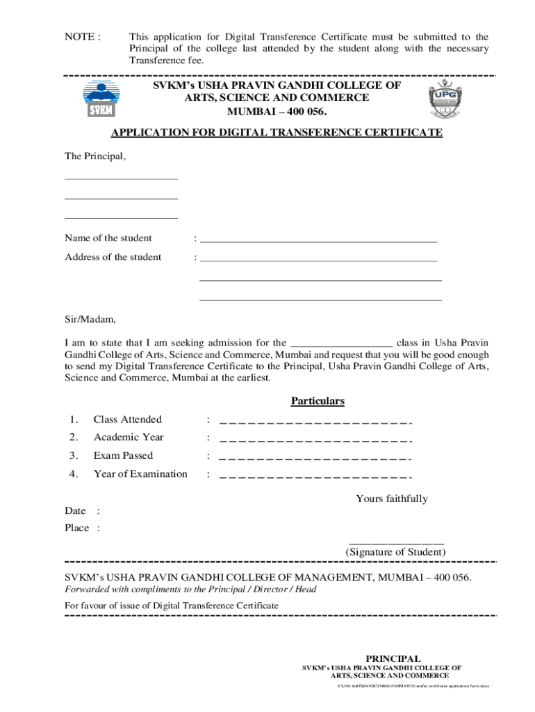 Mumbai University Migration Certificate Sample - Fill Online, Printable ...