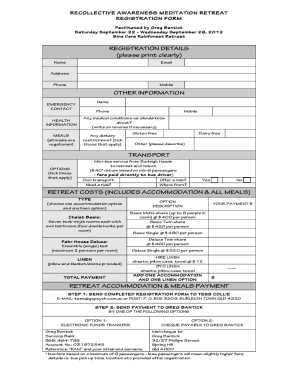 Fillable Online AWARENESS MEDITATION RETREAT REGISTRATION FORM.docx Fax ...