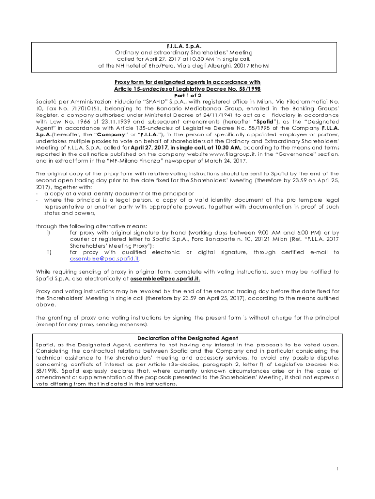 Fillable Online F.I.L.A S.p.A. Designated Representative Form.docx Fax ...