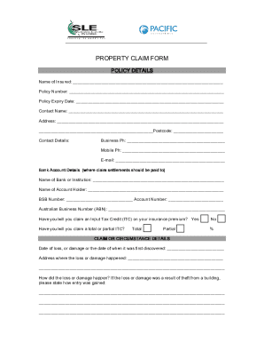 Fillable Online PROPERTY CLAIM FORM1.doc Fax Email Print - pdfFiller