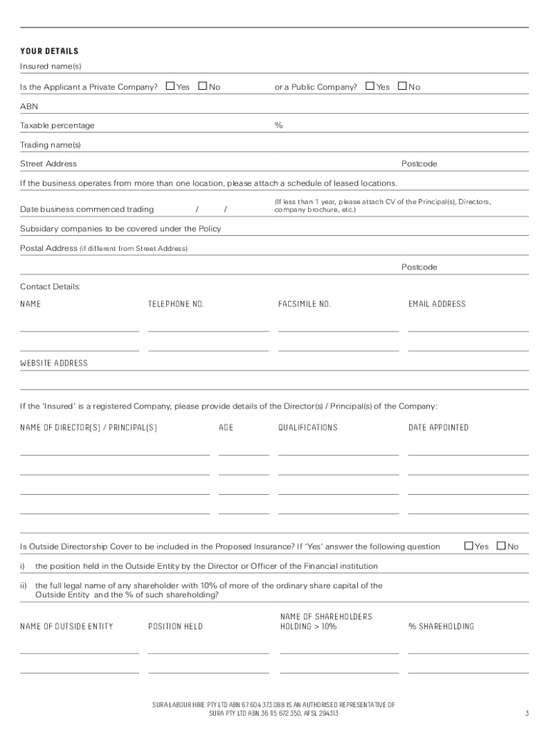 Fillable Online HOST EMPLOYER LIABILITY POLICY (HELP) PROPOSAL FORM ...