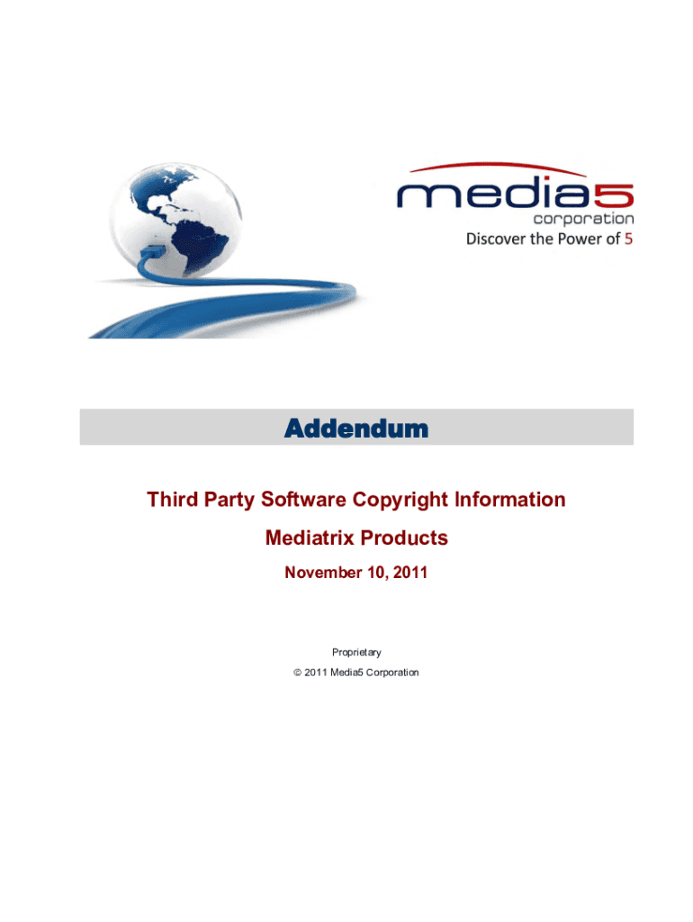 Fillable Online Addendum - Third Party Software Copyright Information ...