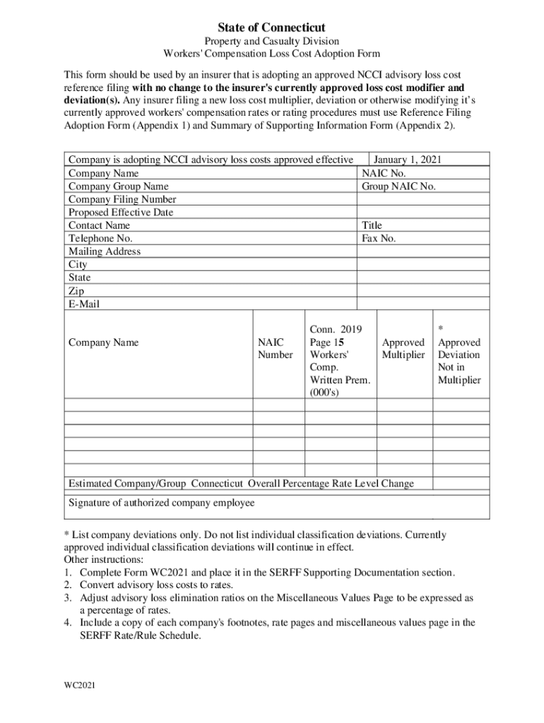 Fillable Online This form should be used by an insurer that is adopting ...