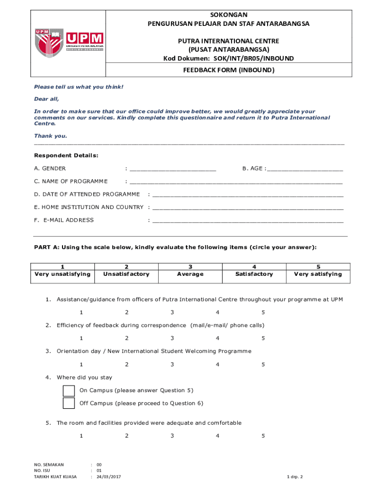 Fillable Online intl upm edu SOKONGAN PENGURUSAN PELAJAR DAN STAF ANTARABANGSA PUTRA ... Fax ...